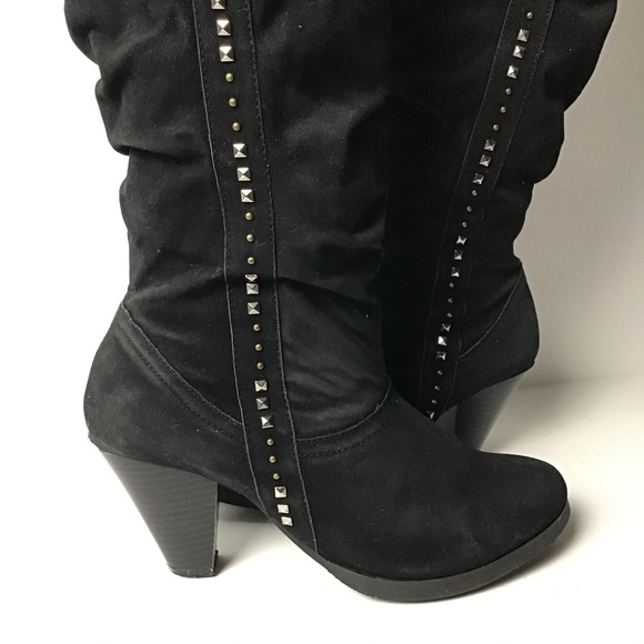 Starbright | Shoes | Vintage Starbright Black Suede Knee High Western ...